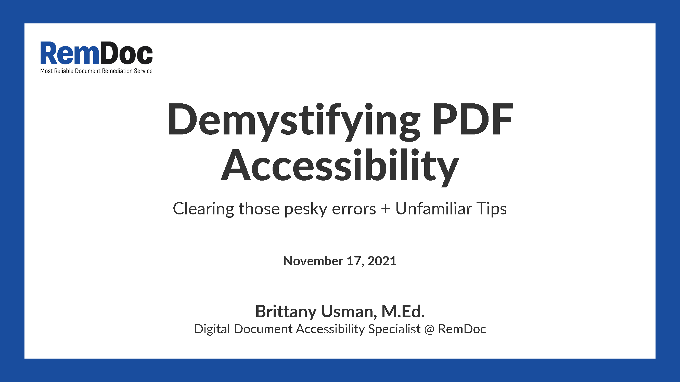 Demystifying PDF Accessibility | RemDoc Demystifying PDF Accessibility | RemDoc